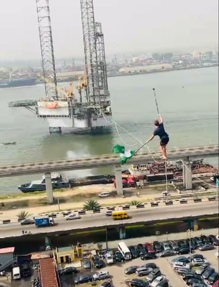 From Sterling Towers to Onome Rig: Jaan Roose performs a stunt in the ...