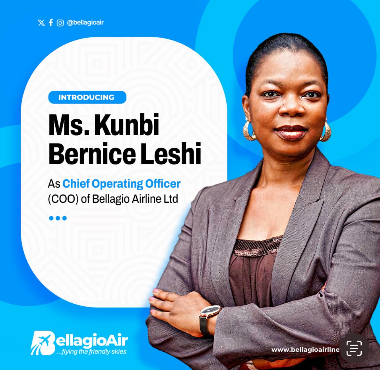 Bellagio Airline Appoints Bernice Kunbi Leshi, Former Cabin Crew ...