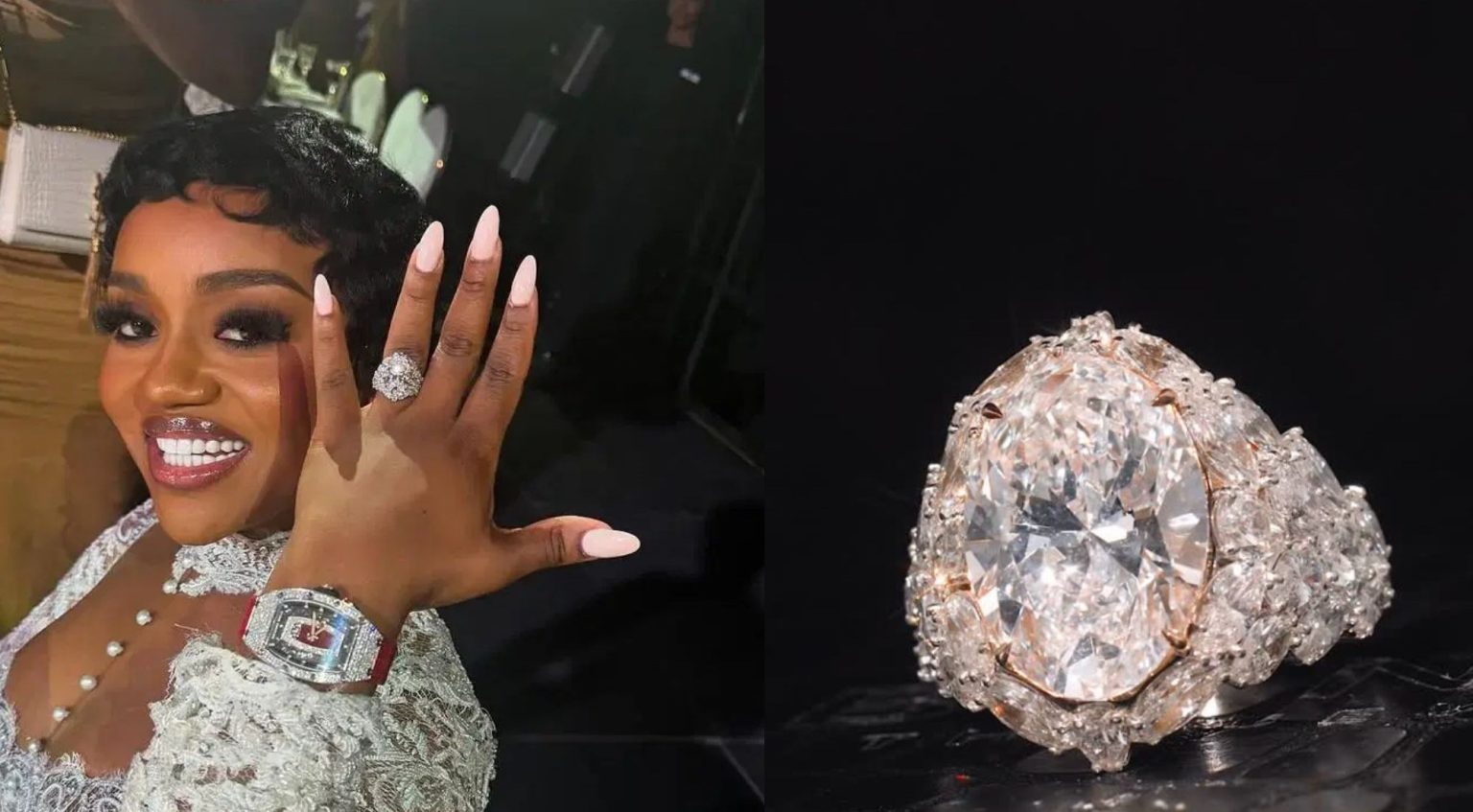 Davido’s jeweller showcases Chioma’s 10-carat, $950k diamond ring
